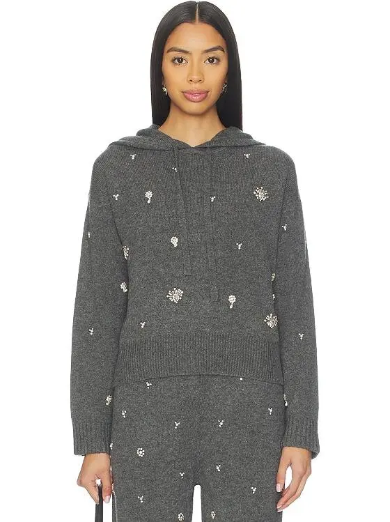 Simkhai Karmen Embellished Hooded Top - Charcoal Grey