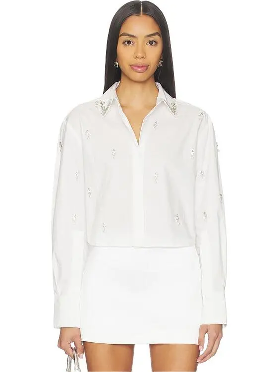 Simkhai Renata Embellished Button Down Shirt - White