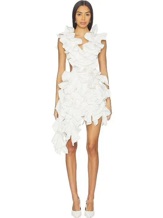 AKNVAS Olive Ruffle Dress - White