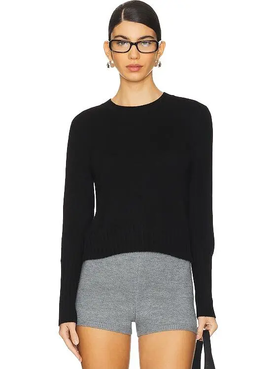Guest In Residence Shrunken Crew Cashmere Top - Black