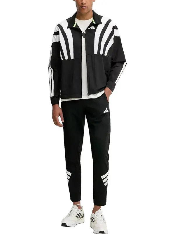 Adidas Adizero Striped Zip-up Sport Jacket - Black