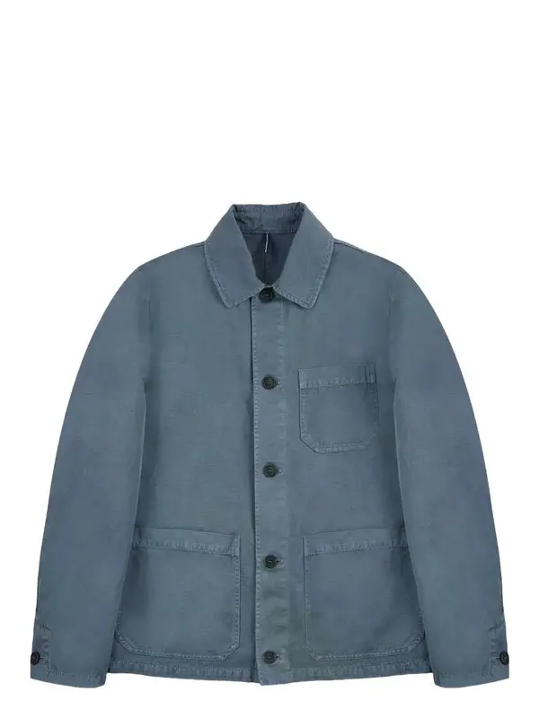 Incotex Button Linen Shirt Jacket - Blue