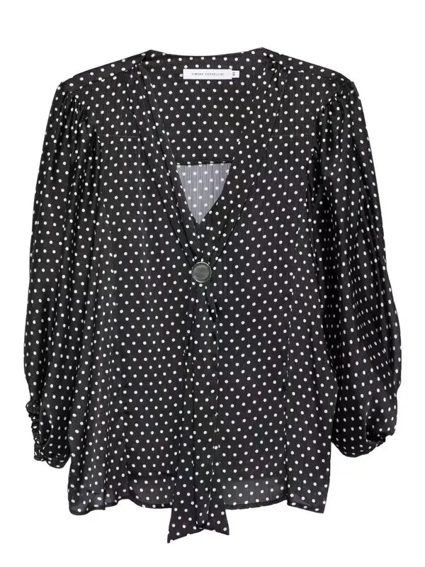 SIMONA CORSELLINI Polka-dot Tie-neck Top - Black