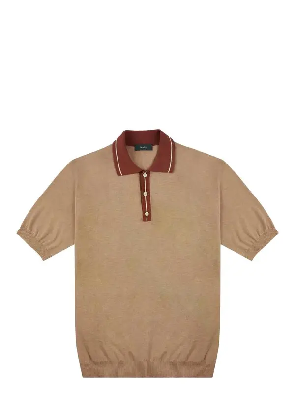ZANONE Contrast-collar Polo Shirt - Neutrals