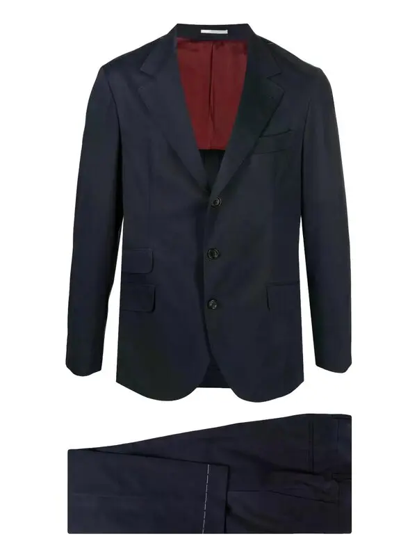 Brunello Cucinelli Two-piece Cotton-cashmere Suit - Blue