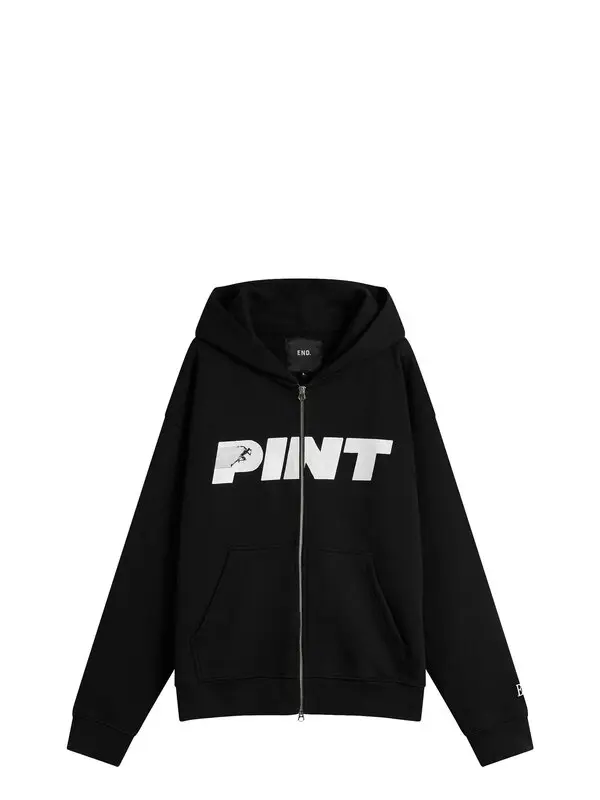 END. Pint Club Zip-up Hoodie - Washed Black