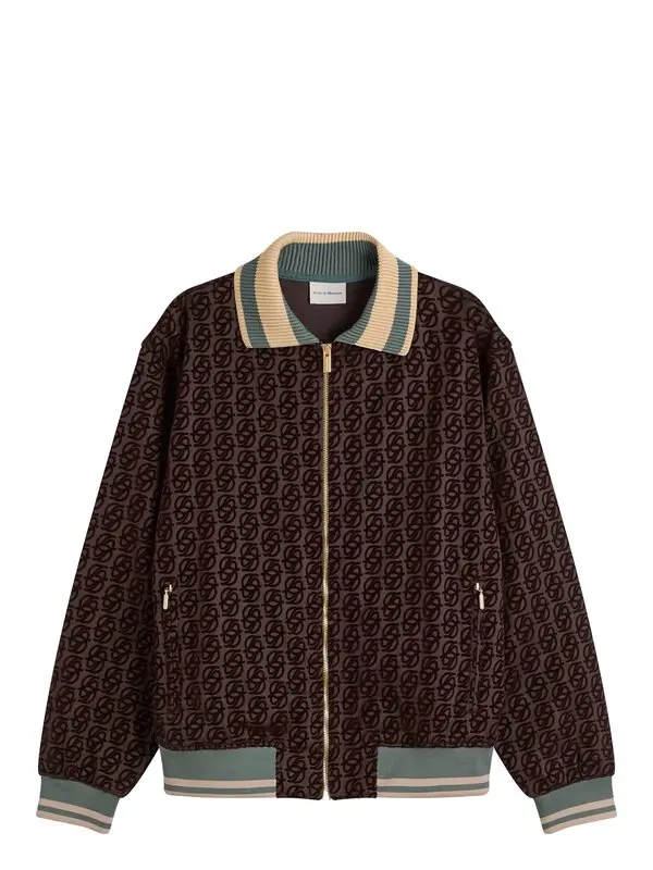 Drole De Monsieur Monogram Tracksuit Jacket - Dark Brown