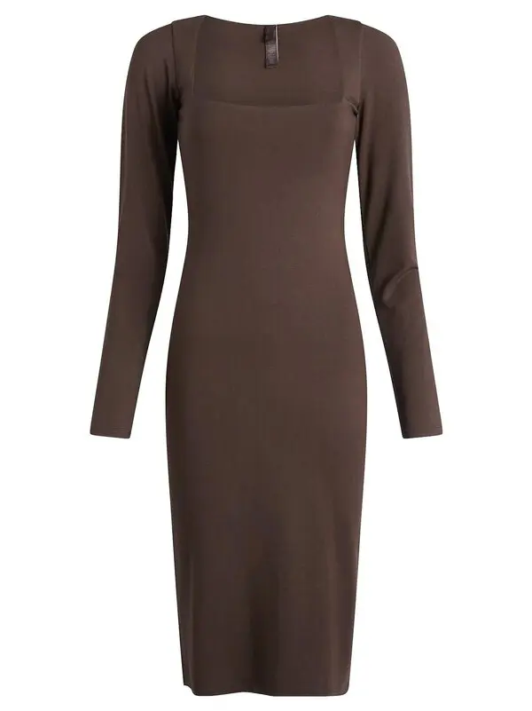 SKIMS Smooth Layers Long Sleeve Midi Dress - Espresso