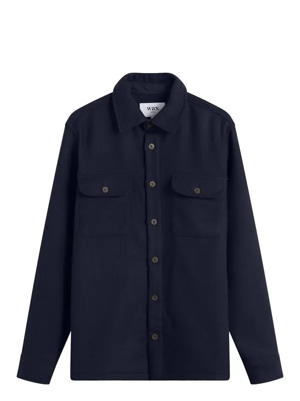 WAX LONDON Lomond Thick Wool Blend Overshirt - Navy