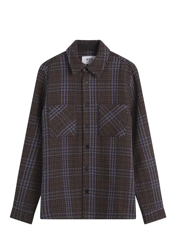 WAX LONDON Whiting Skate Check Overshirt - Brown/blue