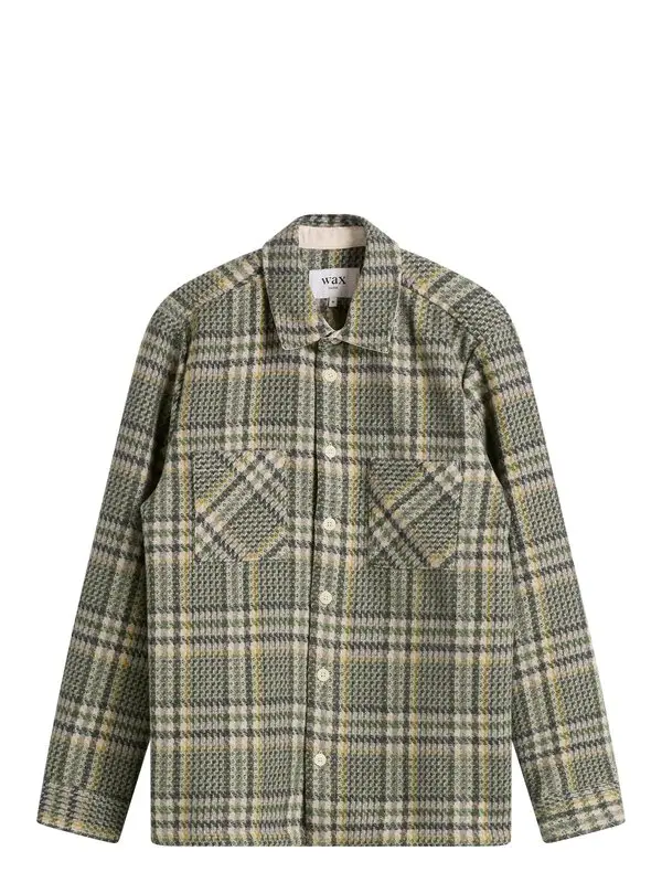 WAX LONDON Whiting Check Wool Blend Overshirt - Green