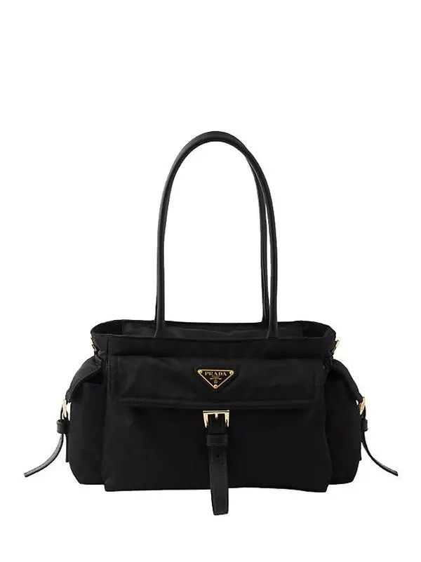 Prada Re-nylon And Leather Tote Bag - Black
