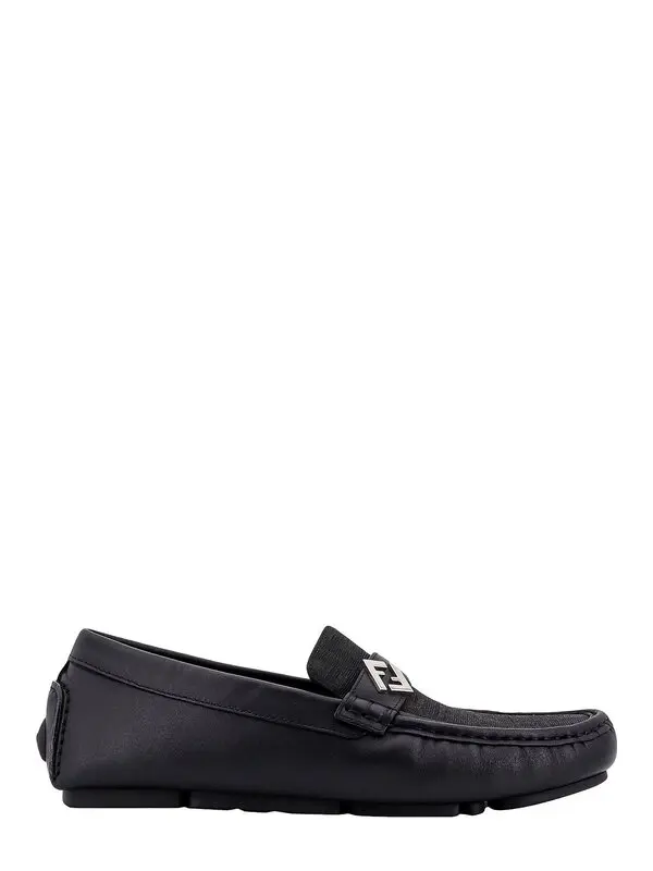 Fendi Leather And Canvas Loafers - Black
