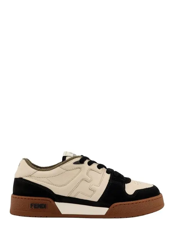 Fendi Leather Sneakers With Suede Inserts - Black