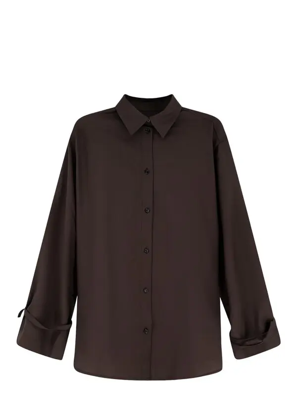 TOTEME Tiecuff Wool Shirt - Brown