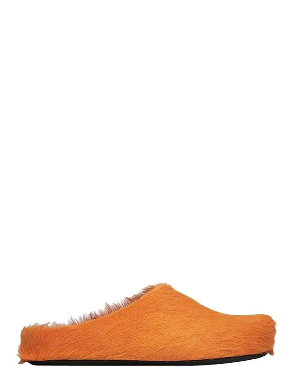 Marni Long Hair Calfskin Fussbett Sabot Mule - Pumpkin