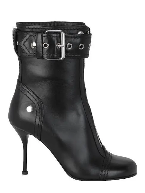 Alexander McQueen Buckle Detailed Ankle Boots - Black/silver