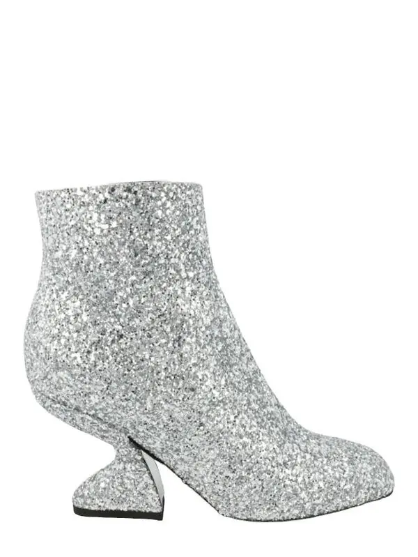 FERRAGAMO Sal 85 Glitter Ankle Booties - Silver