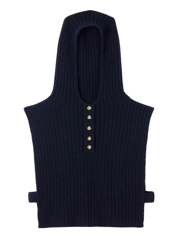 Sandro Wool Hooded Knit Collar - Navy Blue