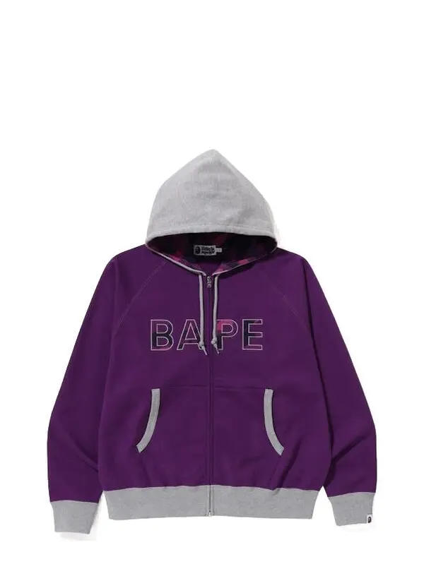 A BATHING APE Camo Thermal Patch Loose Fit Zip Hoodie - Purple