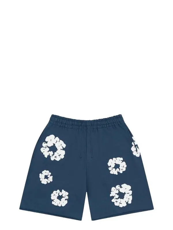 DENIM TEARS Cotton Wreath Sweatshorts - Navy Blue