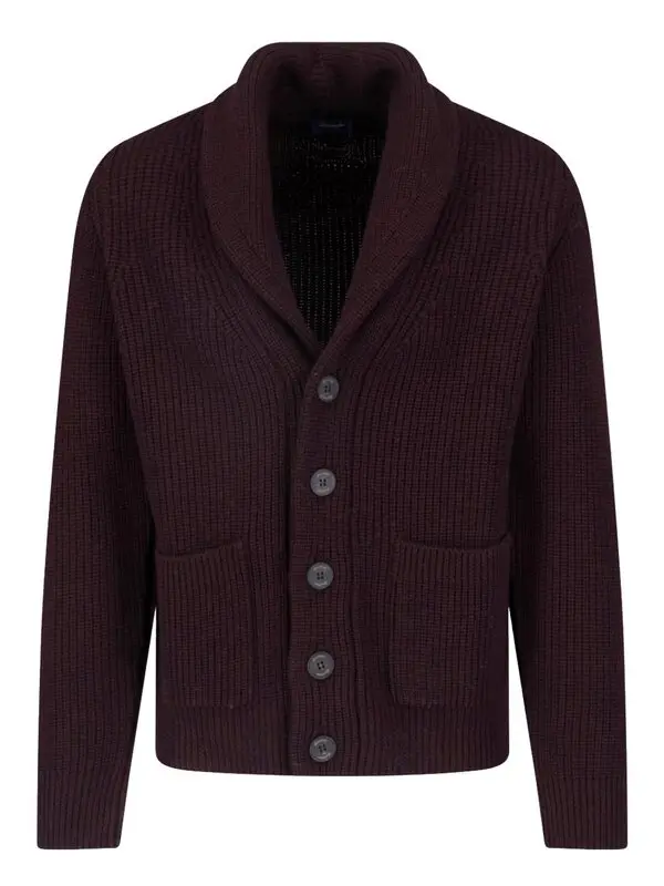 DRUMOHR Merino Wool Shawl Collar Cardigan - Red
