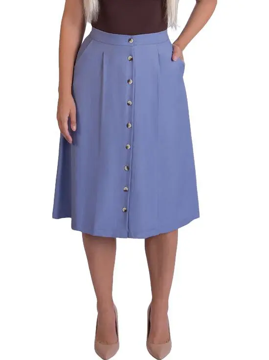 AAM THE LABEL Wool A-line Midi Skirt - Sky