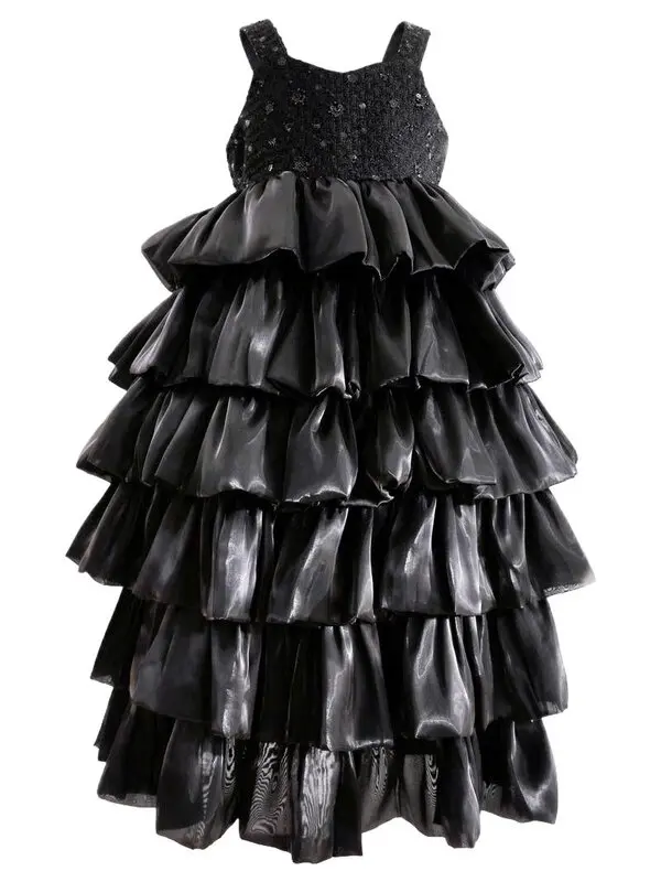 TULLEEN Ruffle Tiered Gala Dress - Black