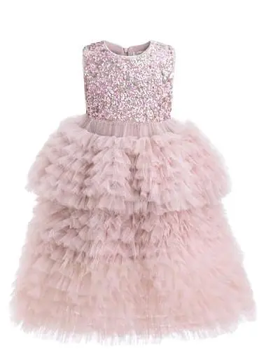 TULLEEN Tiered Tulle Dress - Pink