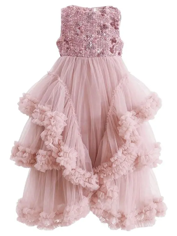 TULLEEN Sequin Bodice Tulle Gown - Pink