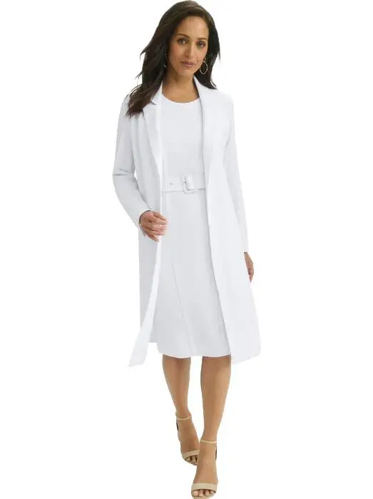 JESSICA LONDON Belted Jacket Dress - White