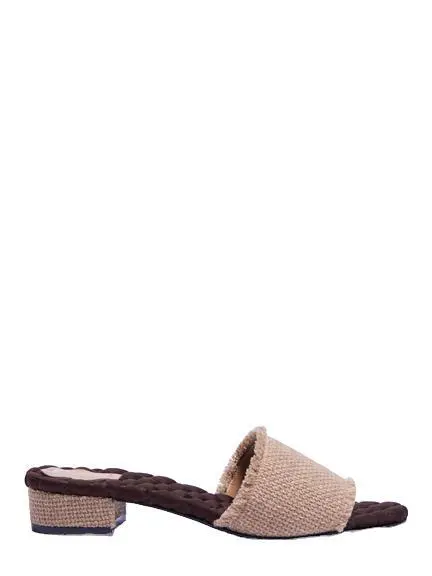 Aera Giorgia Low Heeled Sandal - Raffia Brown