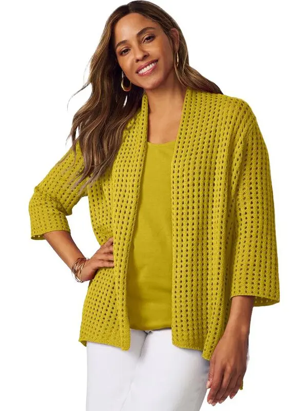 JESSICA LONDON Crochet Cardigan - Golden Citrus