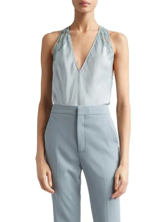 A.L.C. Wes Lace Accent Sleeveless Top - Slate Blue/grey Sky