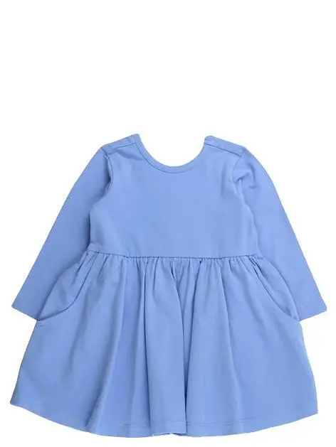 RUFFLEBUTTS Knit Long Sleeve Twirl Dress - Periwinkle Blue