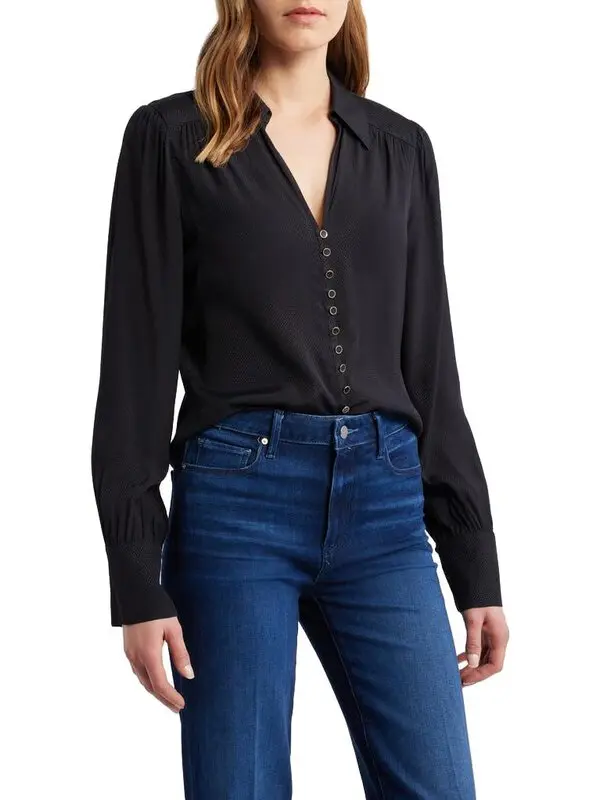 Paige Jacquard Button-up Shirt - Black