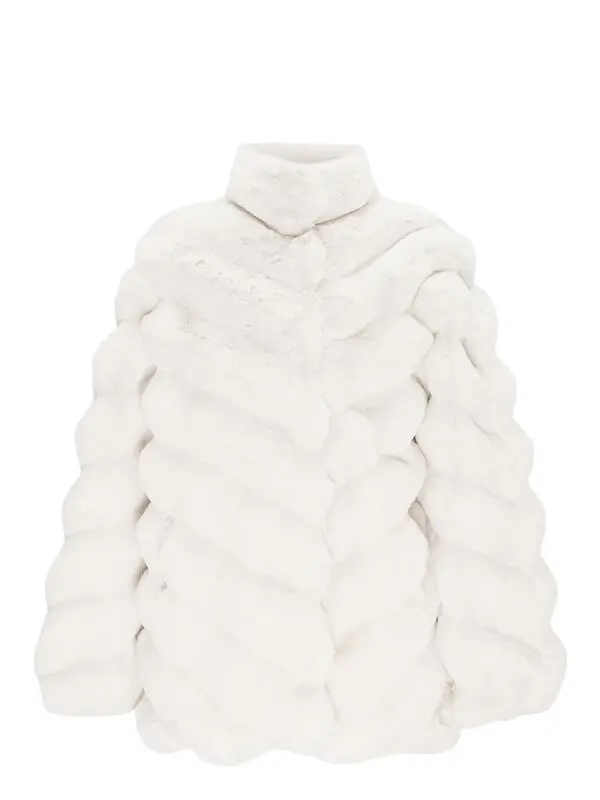 LYLA GRANT Fur-free Chevron Faux Chinchilla Coat - White Chin