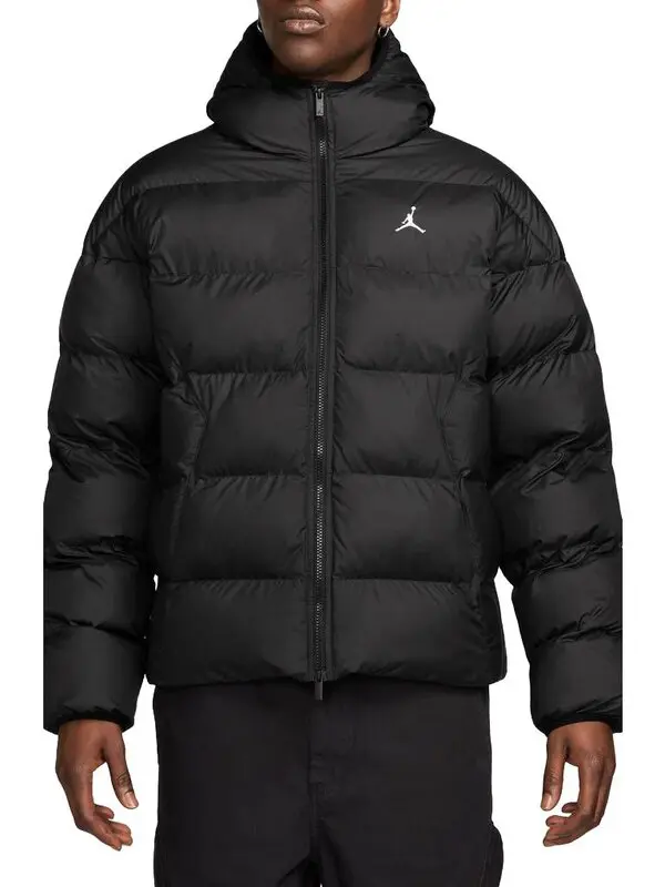 JORDAN Brooklyn Water Repellent Puffer Jacket - Black/white