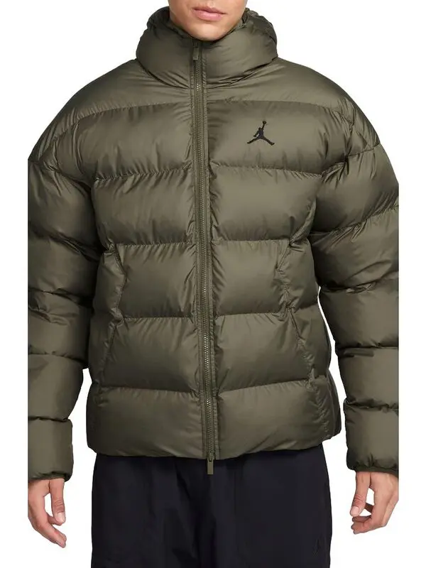 JORDAN Brooklyn Water Repellent Puffer Jacket - Medium Olive/black