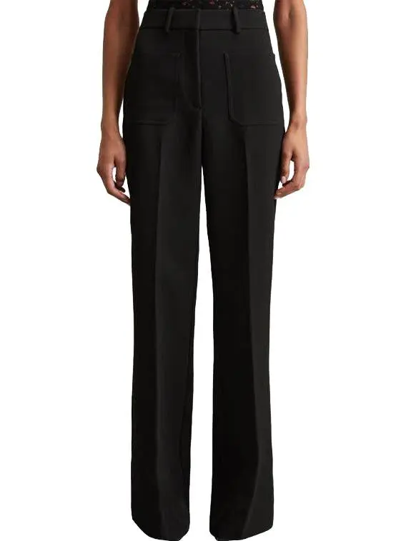 REISS Priya Flared Trousers - Black