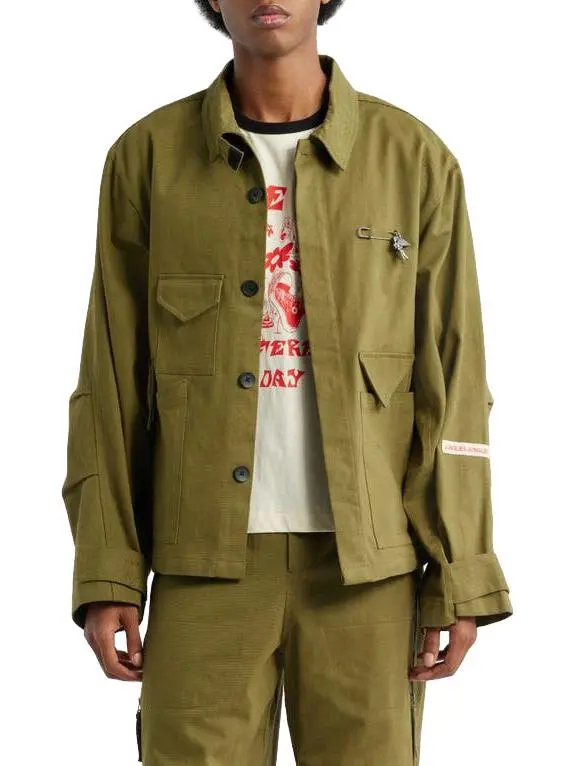 JUNGLES Heavyweight Cotton Drill Jacket - Green