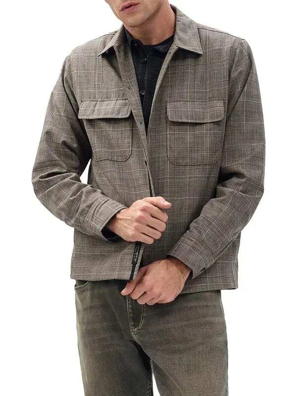 Rag & Bone Isaiah Glen Plaid Wool Shirt Jacket - Grey Check