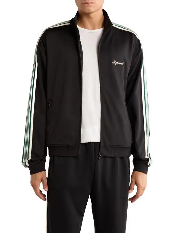REPRESENT Embroidered Logo Stripe Track Jacket - Jet Black