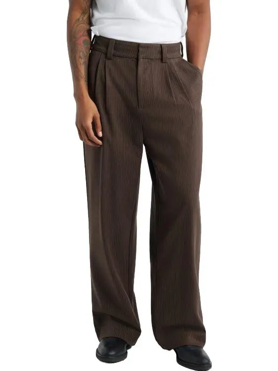 ELWOOD Courtyard Pleated Pants - Gravel Stripe