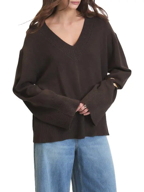 Deluc Asclepias V-neck Sweater - Chocolate Brown