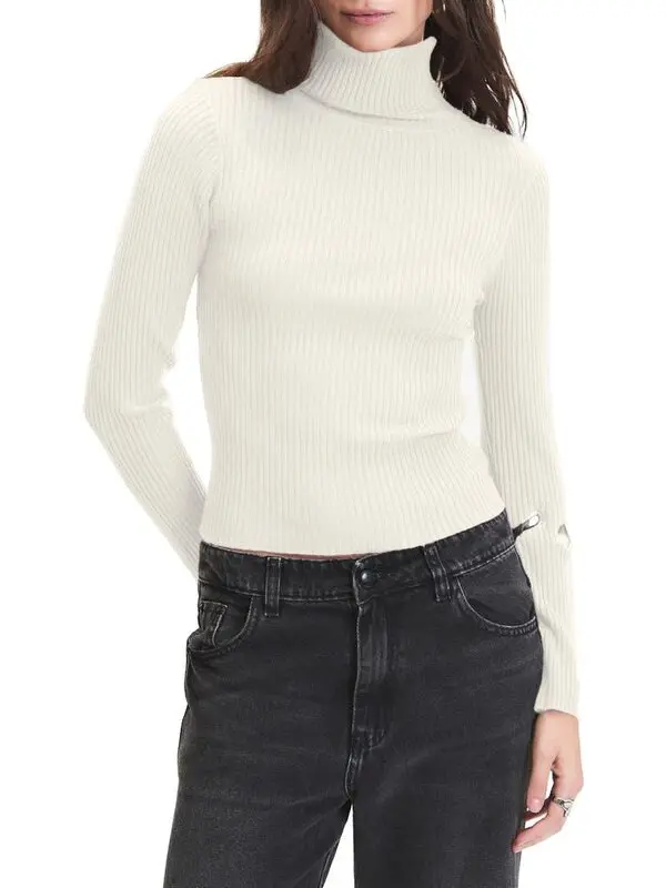 Deluc Mylo Ribbed Turtleneck Sweater - Ecru