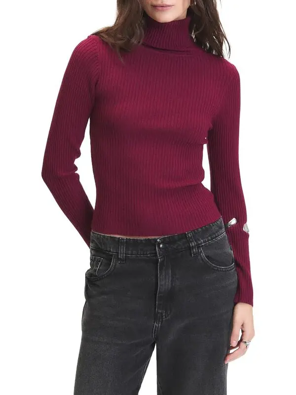 Deluc Mylo Ribbed Turtleneck Sweater - Wine