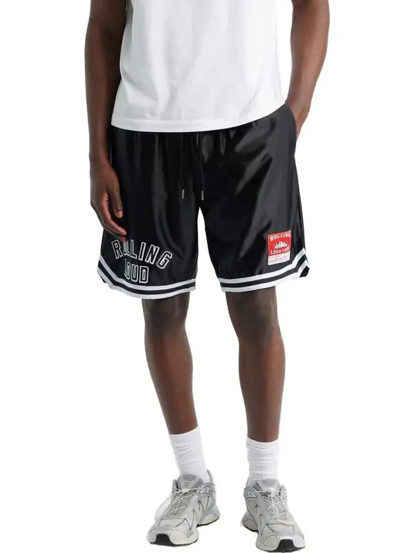 ROLLING LOUD Logo Graphic Satin Shorts - Black