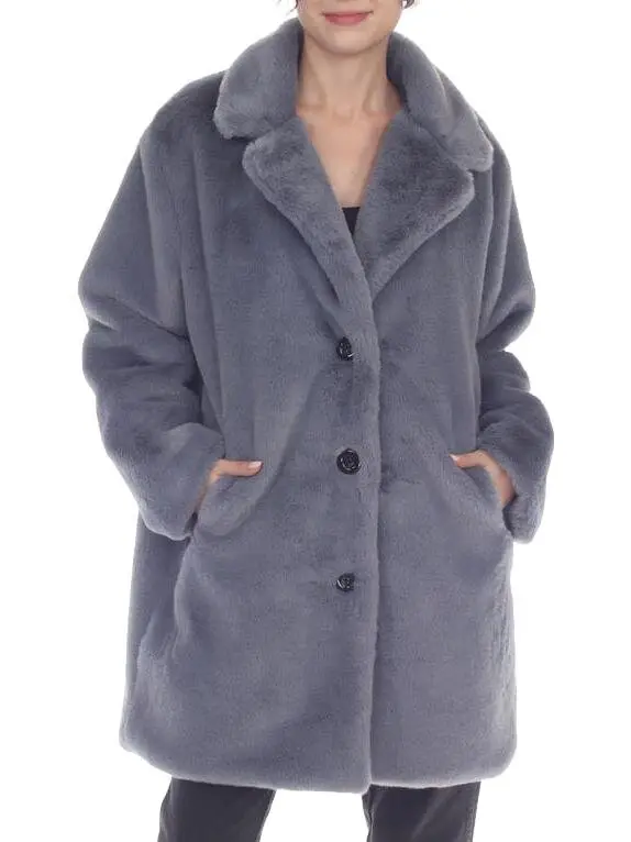 RAIN AND ROSE Faux Fur Coat - Charcoal