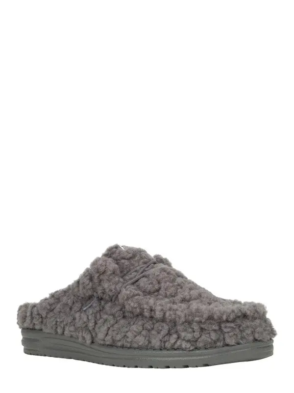 HEY DUDE Wally Faux Shearling Slipper - Granite Grey